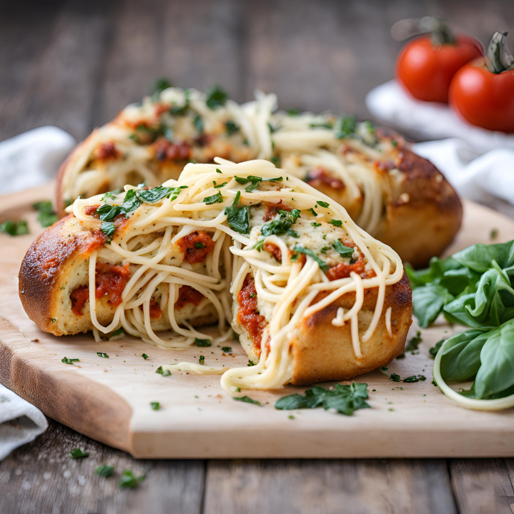 Spaghetti Stuffed Garlic Bread: Creamy Combo! - Explore a Variety of Foods from Different Cultures!
